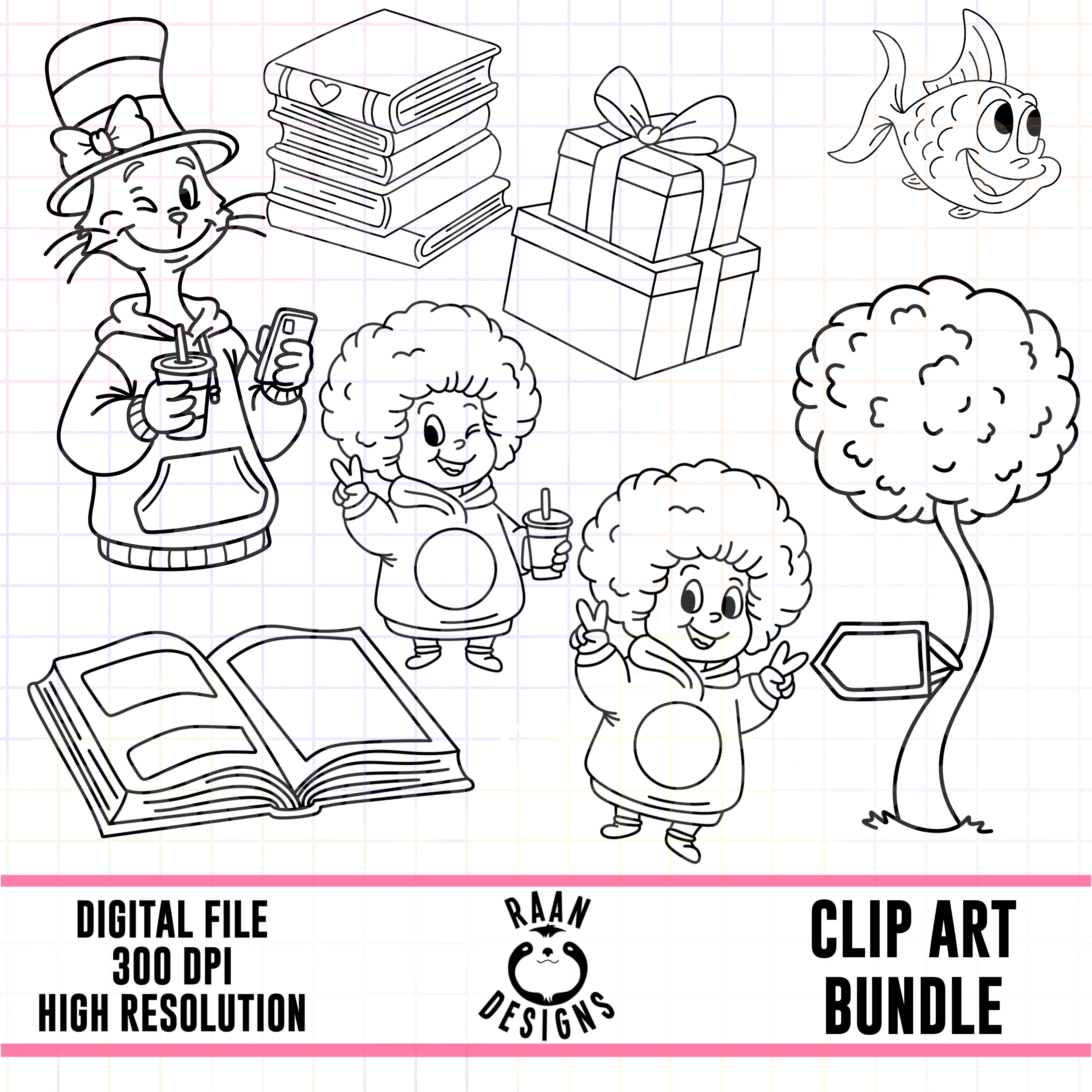 Dr.Seuss Inspired Outline-Clipart Bundle – RAAN Designs