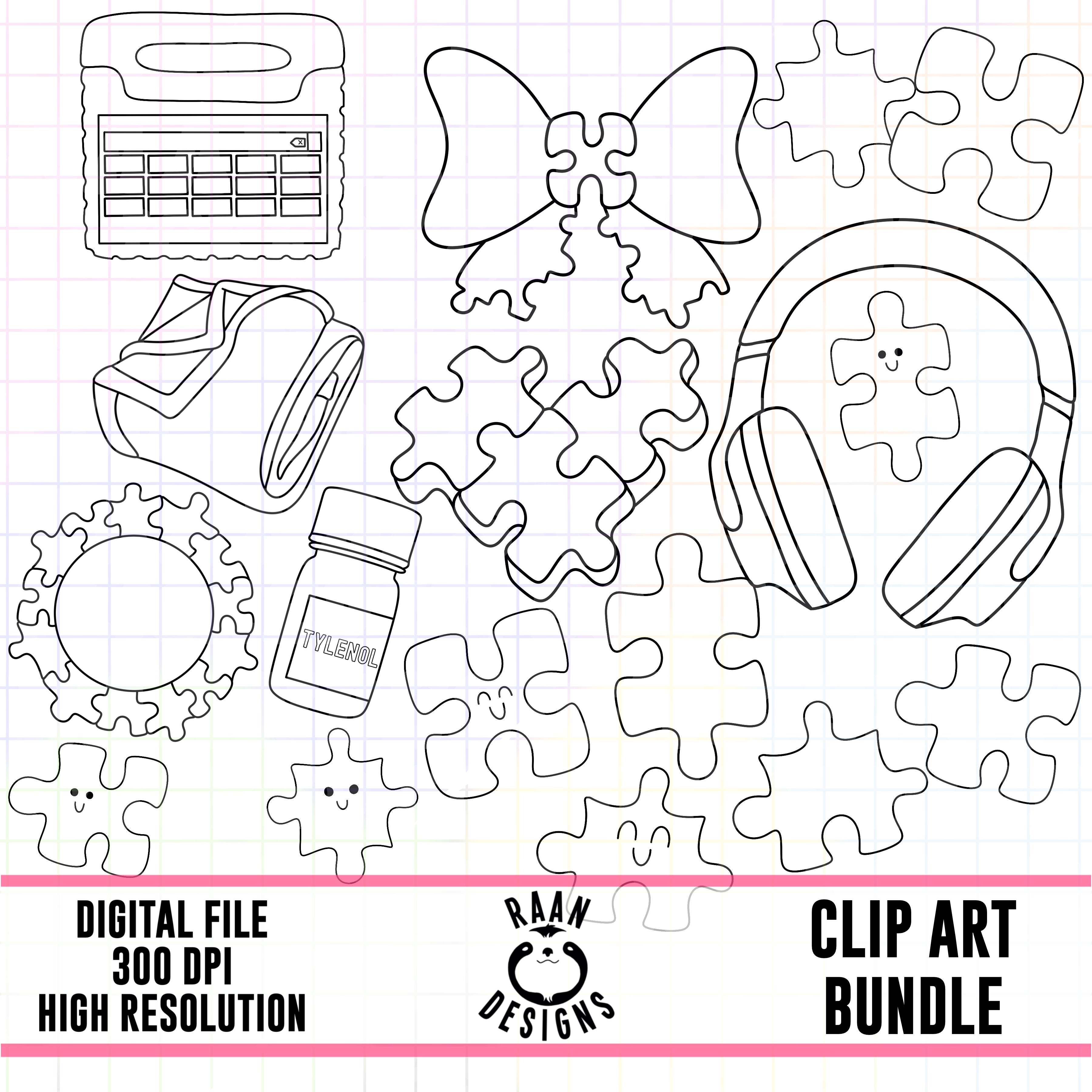 Autism Awareness-Outline Clipart Bundle – RAAN Designs