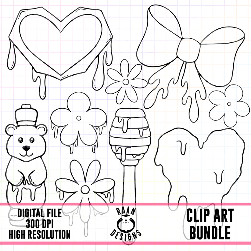 Honey Drip-Outline Clipart Bundle – RAAN Designs