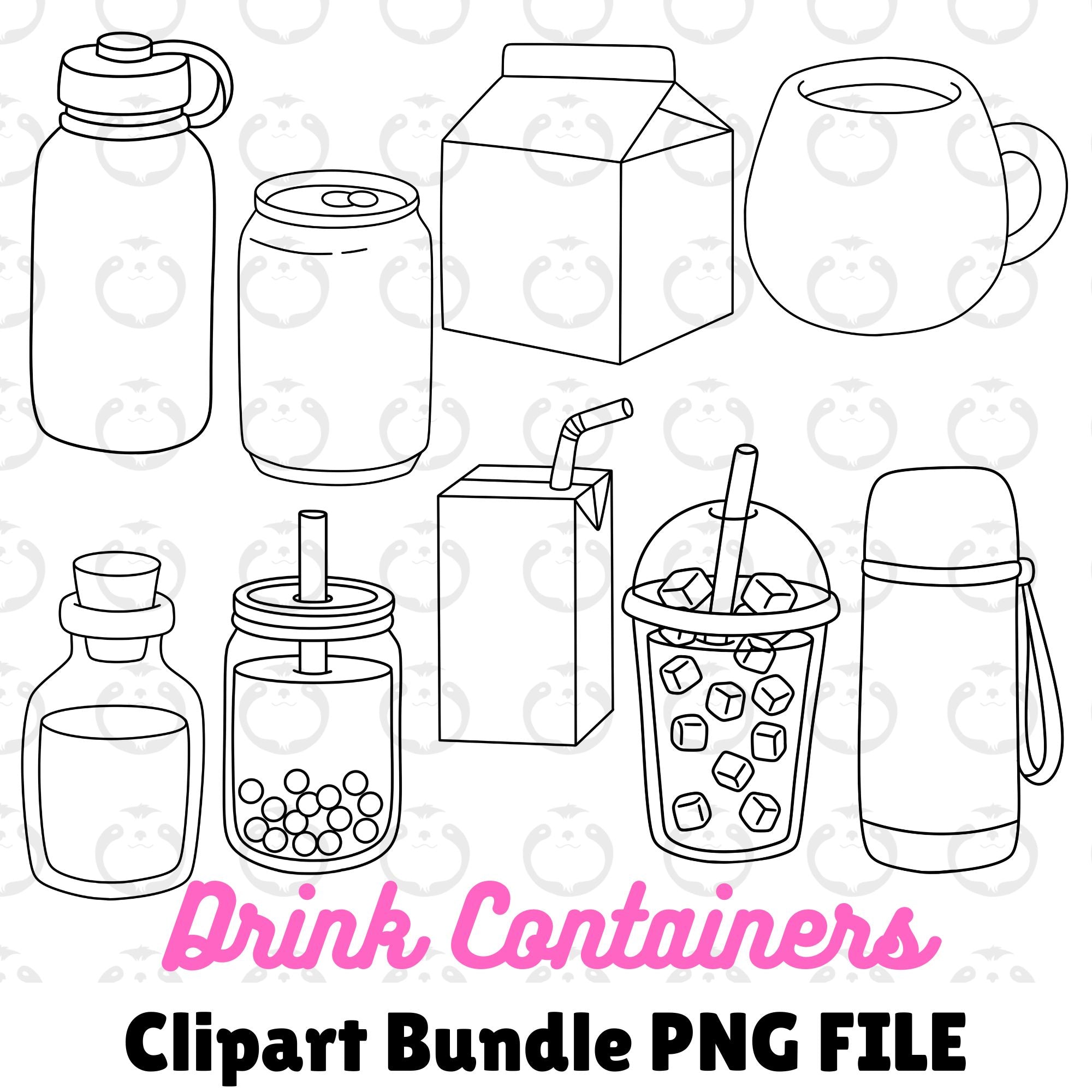 Drink Containers Outline-Clipart Bundle – RAAN Designs
